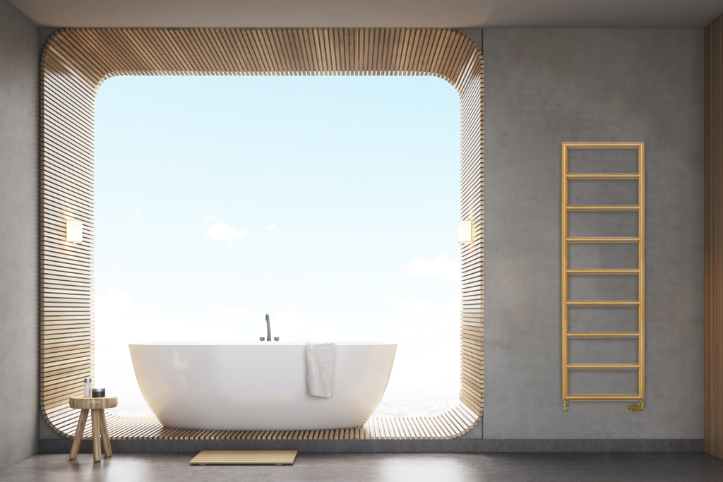 Zehnder Pera Towel Radiator. 1200mm x 500mm. Brushed Brass finish ...