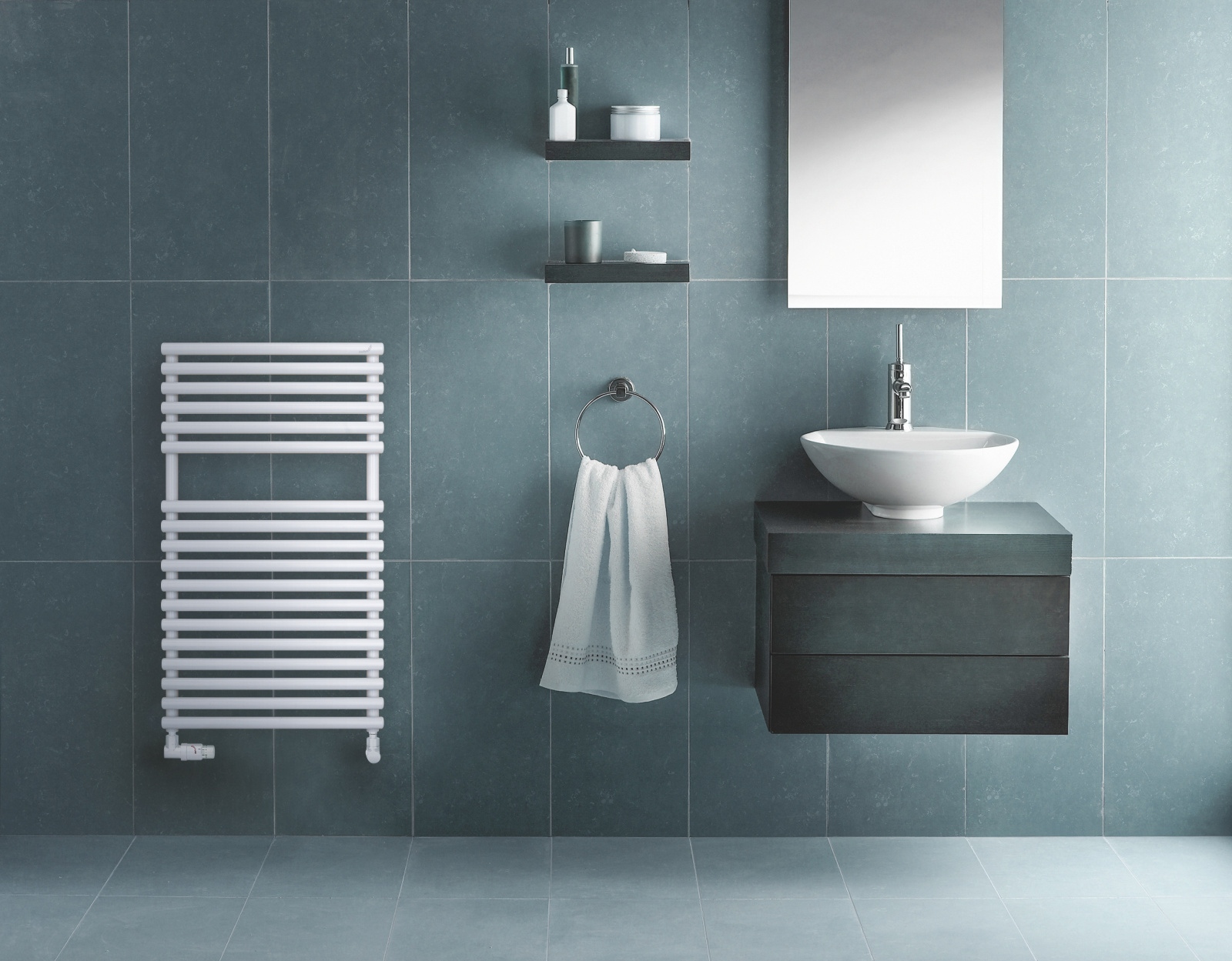 Zehnder Ovida Bow Electric Towel Radiator. 1196mm x 596mm. White ...