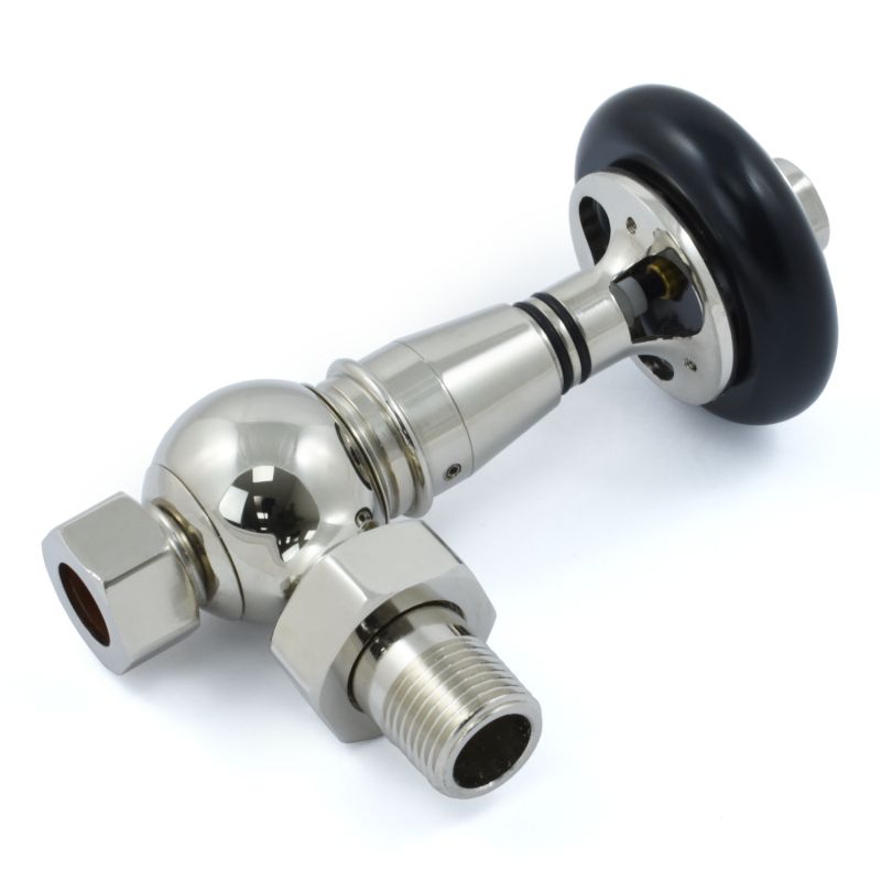 West Radiators Amberley Thermostatic Radiator Valves - Nickel (Angled ...