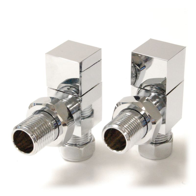 West Radiators Bloc Angled Square Radiator Valves - Chrome | Radiators ...