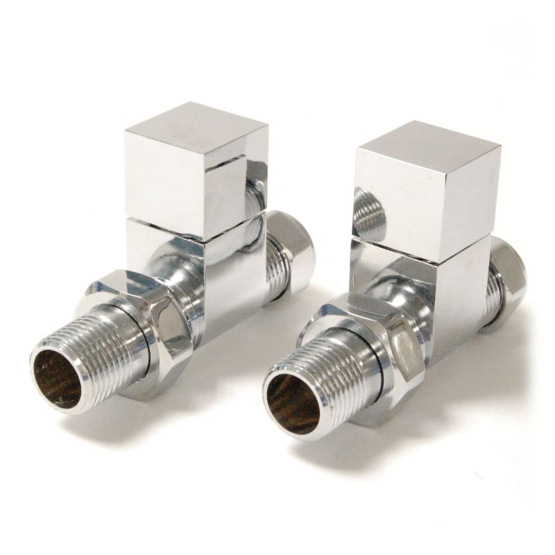 West Radiators Bloc Straight Square Radiator Valves - Chrome ...