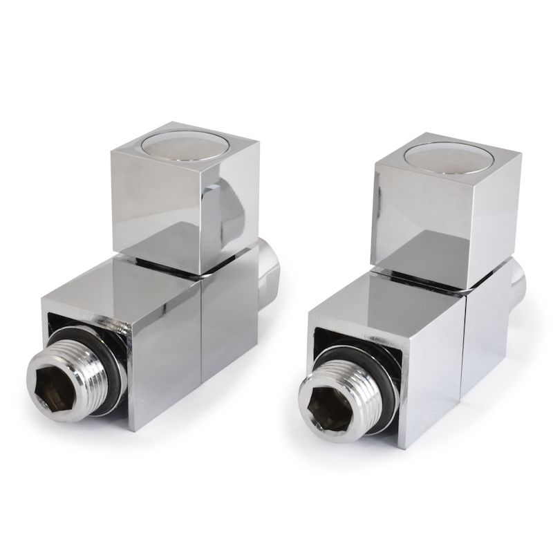West Radiators Cube Square Straight Radiator Valves - Chrome ...