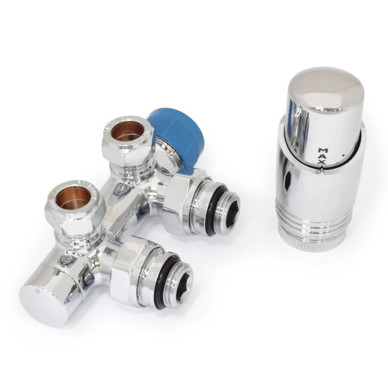 West Radiators Delta Twin Angled TRV Chrome Thermostatic Radiator Valve ...