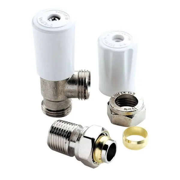 Drayton 10Mm Angled White Lockshield Radiator Valve | Radiators.co.uk